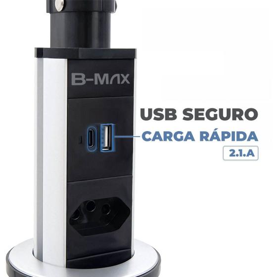 Torre Tomada de Embutir Retrátil Usb Mesa Bancada Armario Interna - B ...