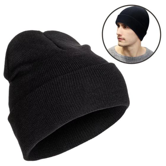 Touca de Frio Toca Frio Inverno Lã Preta Adulto Lisa Unissex Básica ...