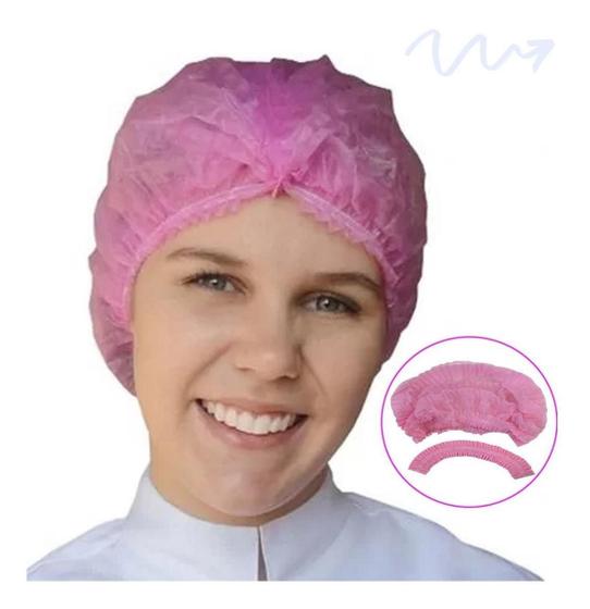 Touca Descartável Sanfonada Tnt Cor De Rosa Pct 100 - Jersey Pompom ...