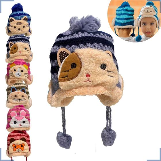 Touca Infantil Menina Menino Pelucia Lã Forrada Para Frio Inverno ...