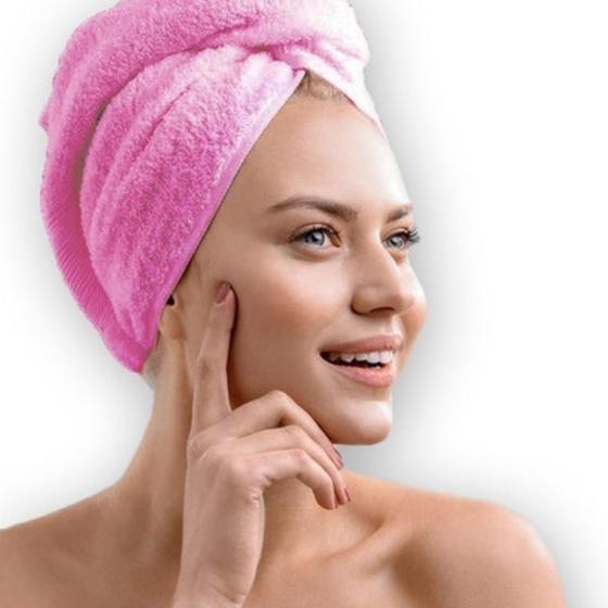 Touca Mágica Banho Cabelo Prática Confortável Algodão Extra Absorção ...