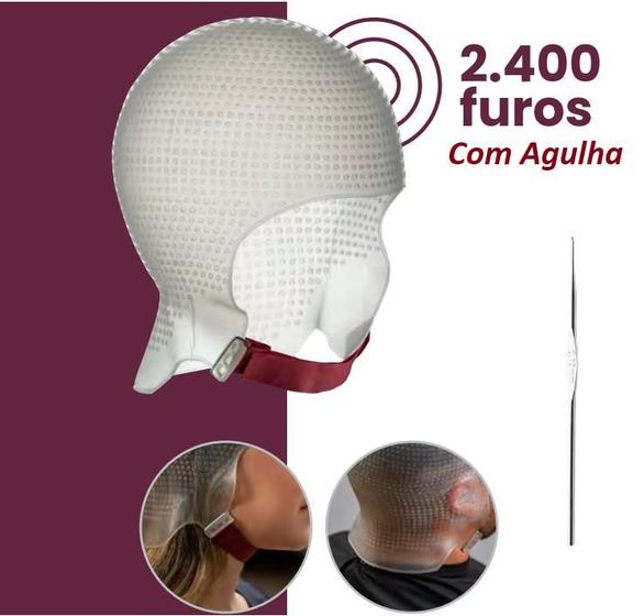 Touca para Luzes Mechas Reflexos 2400 furos Com Agulha Siliconada ...