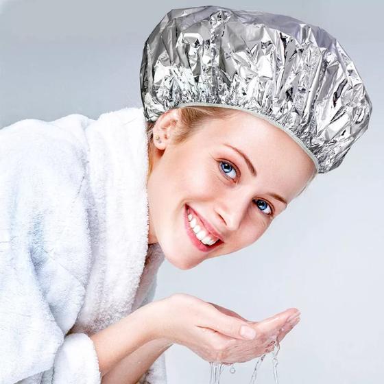 Touca térmica metalizada hidratação tintura cabelo para banho e ...