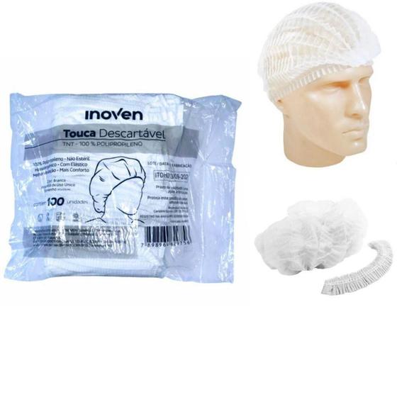 Touca TNT descartável Branca pcte c/100 unidades Inoven - Touca ...