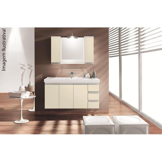 Toucador Slim Biscuit com Lavatório Branco 120cm - Bumi Móveis - Balcão ...