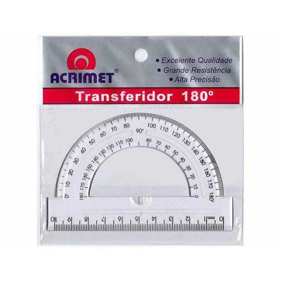 Transferidor Acrílico 180 Graus Cristal - Acrimet - Transferidor ...