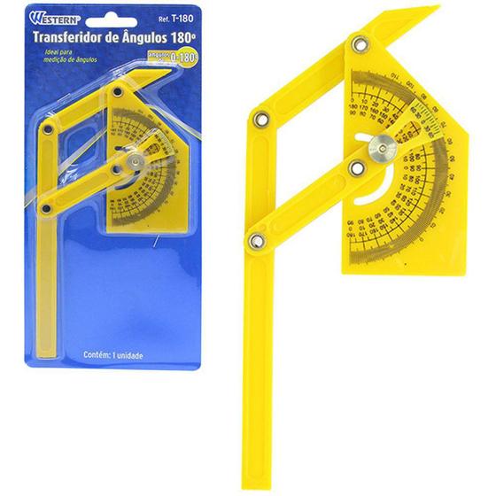 TRANSFERIDOR DE PLASTICO DE ANGULOS 180º AMARELO NA CARTELA - Western ...