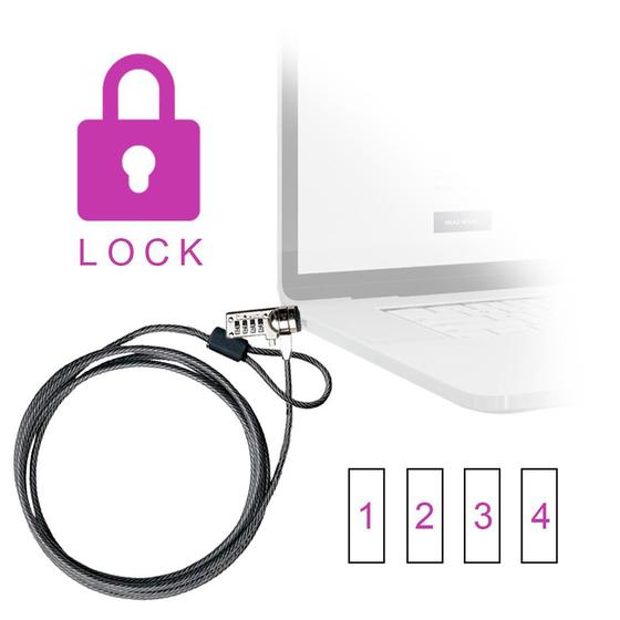 Trava De Segurança Com Senha Para Notebook Cabo Aço 1,80m - C3 Tech ...