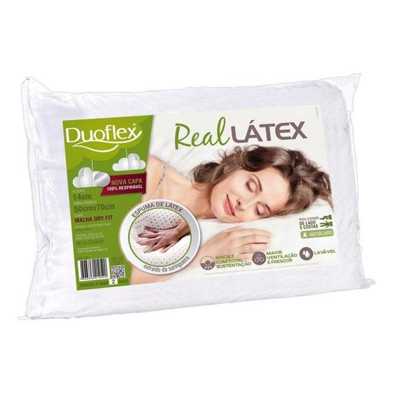 Travesseiro Látex Real LS1104 c/ Capa Dry Fit p/Fronha (50x70) - Duoflex - Travesseiro Comum ...