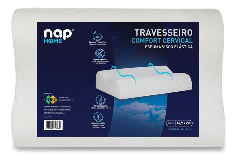 Travesseiro Nasa Ortopédico Cervical Comfort Viscoelástico D40 Espuma ...