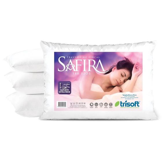 Travesseiro Percal Safira Percal 180 Fios Soft Touch Extra Firme 50x70cm - Trisoft - Travesseiro ...