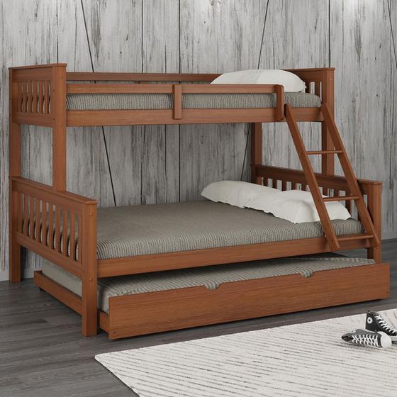 Treliche Casal Solteiro De Madeira Maciça Com Cama Auxiliar Casal ...