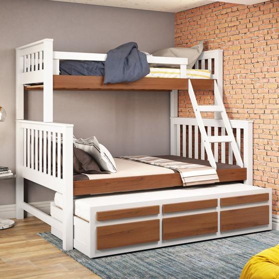 Treliche com Cama de Casal com 3 Gavetas Madeira Maciça Móveis Saraiva ...