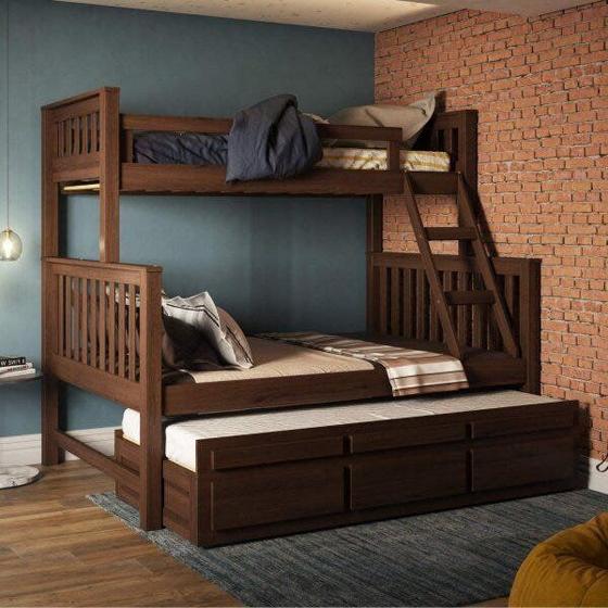Treliche com Cama de Casal com 3 Gavetas Madeira Maciça - Móveis ...