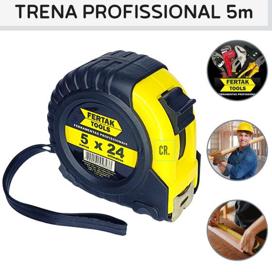 Trena 5 Metros Profissional Emborrachada Fertak Fita Larga 24mm Com ...