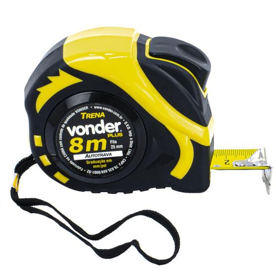 Trena 8 Metros X 25mm Aço Autotrava Emborrachada Plus Vonder - Vonder ...