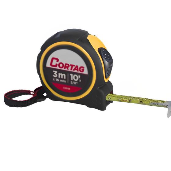 Trena De Aço Fita Metálica 3m x 16mm Emborrachada Com Trava Cortag ...