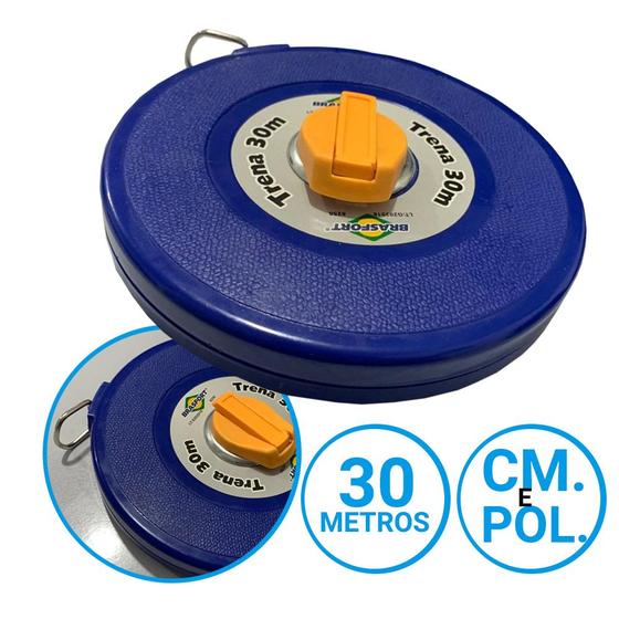 Trena de Fibra de Vidro Cx Caixa Fechada 30 Metros Fita Métrica Longa ...