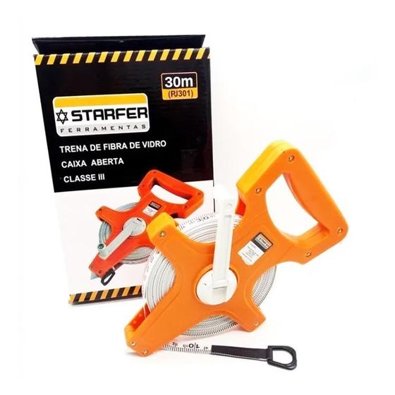 Trena Fita Métrica Longa Fibra Vidro Caixa Aberta 30 metros Plástico ...