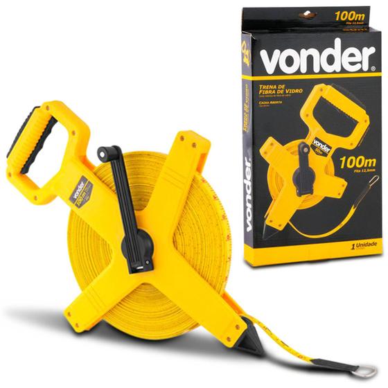 Trena Longa 100 Metros Aberta Fita Fibra de Vidro com Manivela para ...
