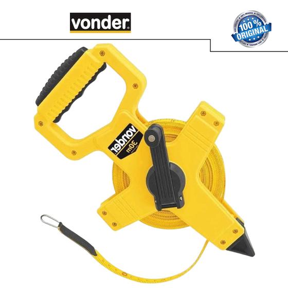 Trena longa de fibra com 30 metros VONDER caixa aberta - Trena ...