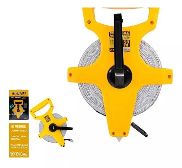 Trena Longa Fita De Vidro Métrica 50 Metros Com Manivela - Startools ...