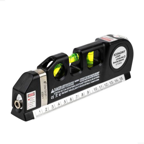 Trena Nivel a Laser Nivelador Medidor Profissional 2.5m - KNIMP - Trena ...