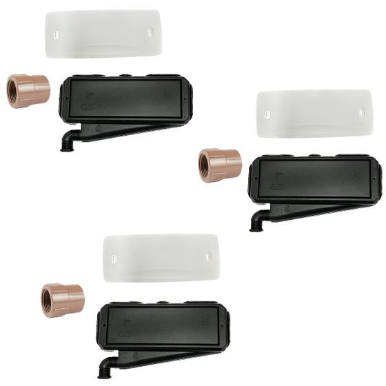 Três Kits Caixa de Passagem Split POP + Tampa Split POP TPP003 + Luva ...