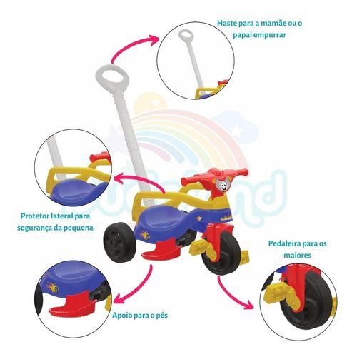 Triciclo Infantil Menino Com Empurrador - Velotrol Motoca - PAIS E ...