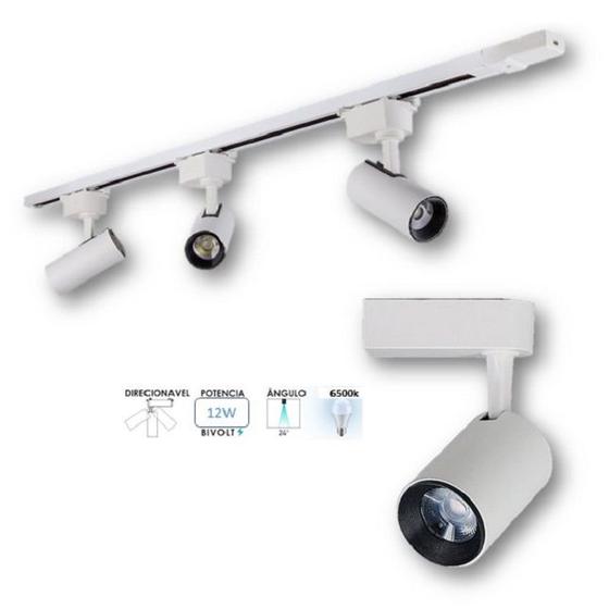 Trilho Eletrificado Com 3 Spot Led 1 Metro Branco 12W 6500K - CTB ...