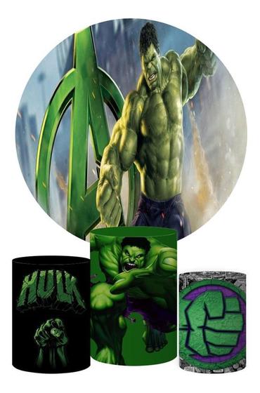 Trio Capa Cilindro + Painel Redondo Hulk Vingadores 1,50m - DECORANDO E ...
