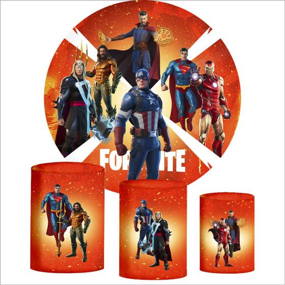 Trio Capa Cilindros + Painel 1,5m circular decoração Fortnite - Inove ...