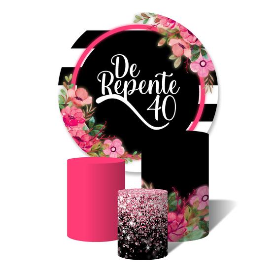 Trio de Capas Cilíndricas + Painel Redondo Sublimado c/ Elástico De ...