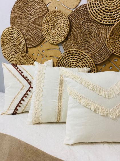 Trio de Capas de Almofada Estilo Boho Chic Tons de Bege - M.Utility ...
