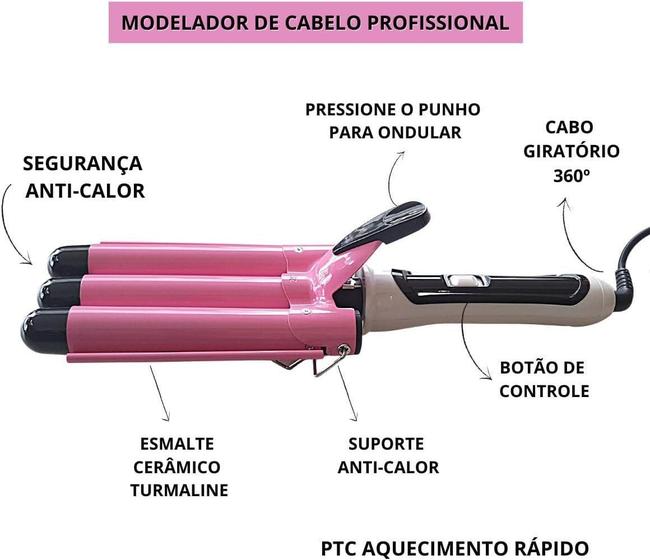 Triondas Modelador Cachos 25Mm Prancha Profissional Bivolt - Bc Bora ...