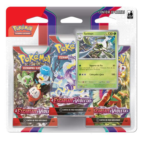 Triple Pack Pokemon Spidops PS120 Escarlate e Violeta 1 19 Cartas Copag ...