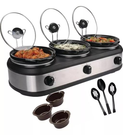 Triplo Buffet Rechaud Elétrico Slow Cooker 110v 127v Inox Members Mark ...