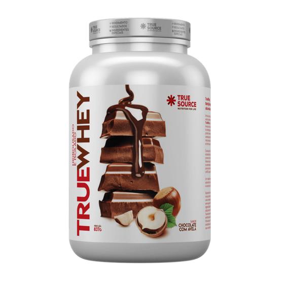 TRUE WHEY HIDROLISADO E ISOLADO CHOCOLATE C/ AVELÃ 837g - TRUE SOURCE ...