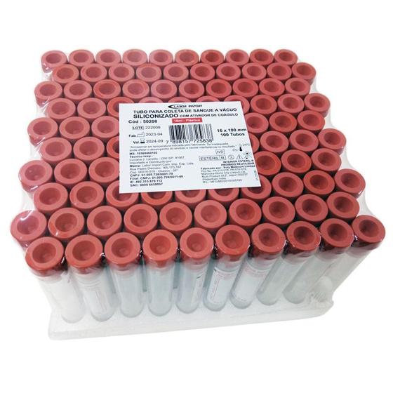 Tubo a Vácuo Plástico Vermelho Seco Siliconizado 10 ml (LABOR) - Rack ...