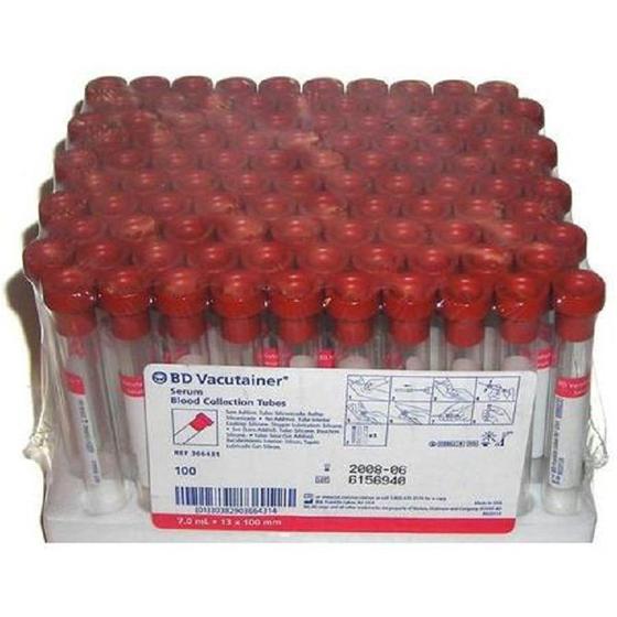 Tubo Coleta Tampa Vermelha 10ml 100 Unids BD 367820 - Tubo de Coleta ...