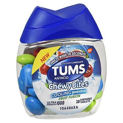 Tums Ultra Strength 1000 Chewy Bites Cooling Sensation Fruit Fusion 28 ...