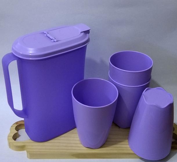 Tupperware Jogo Jarra Perfeita 1,8 litros e 4 copos Floresta 525 ml - Tupperware 100% original ...