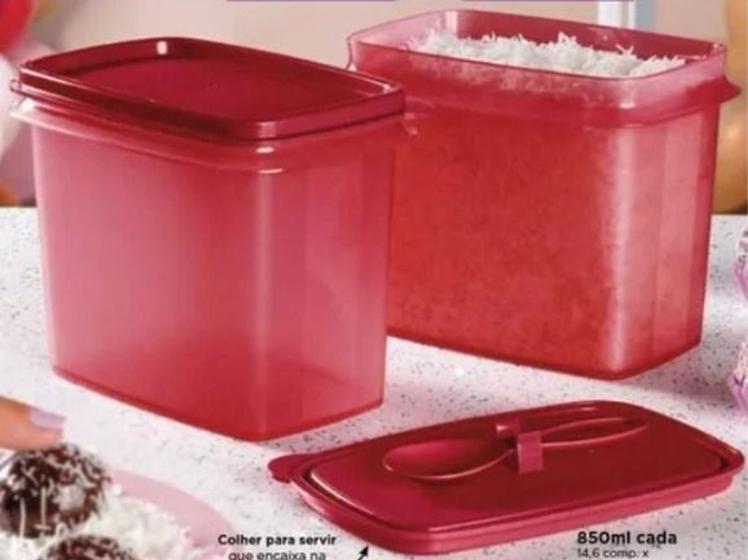 Tupperware Modular com Colher 850ml Vermelho - Pote - Magazine Luiza