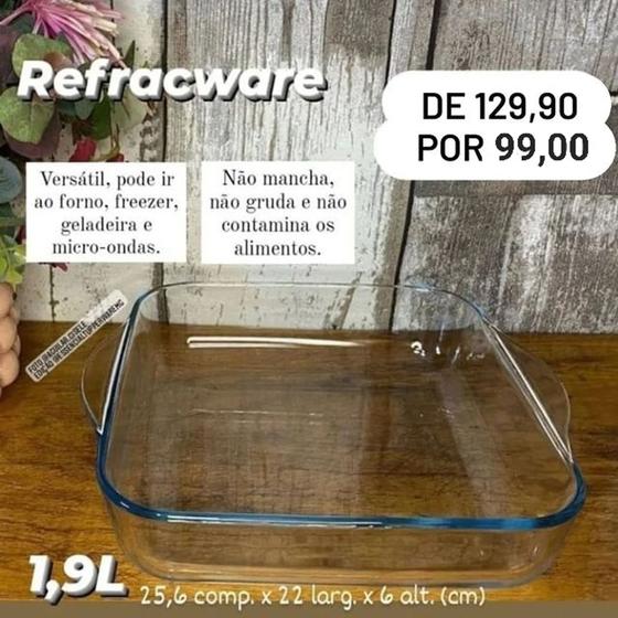 Tupperware Refracware Travessa Quadrada Vidro 1,9 litro - Travessas ...