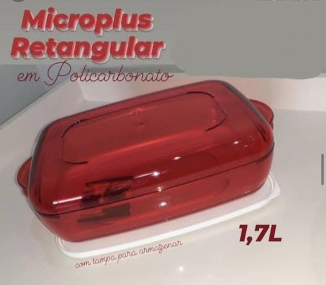 Tupperware Tigela Microplus Retangular 1,7 litros Vermelha - Tigela ...