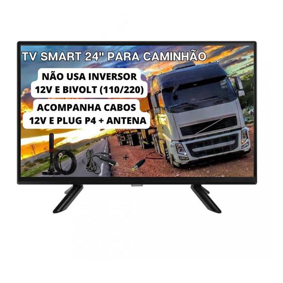 Tv Smart Digital 12v 24 Pol 12 Volts Para Caminhão + Antena - Smart Tv ...