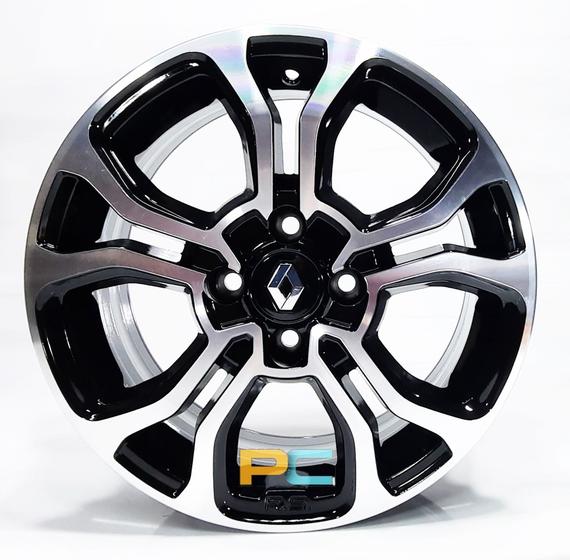 Uma Roda Aro15x6 4x100 Renault Sandero RS Karmai M07 - Preta Diamantada - Krmai - Rodas para ...