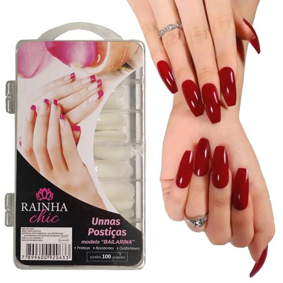 Unhas Postiças Bailarina Curta Tips Com 100 Unidades - Rainha Chic ...