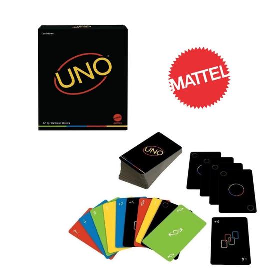 UNO Minimalista Preto Jogo de Cartas Original 7+GYH69 Mattel - Deck de ...