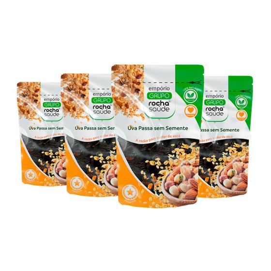Uva Passa Preta Sem Semente 100% Orgânica Kit 4 Qualidade Superior ...